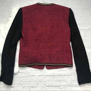 Mango | Jackets & Coats | Mango Tweed Deep Red Gold Blazer Jacket S ...